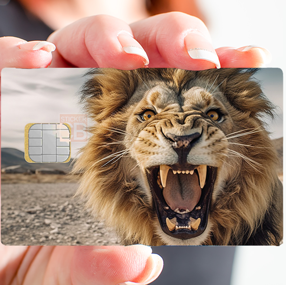 Lion - sticker pour carte bancaire, 2 formats de carte bancaire dispon ...